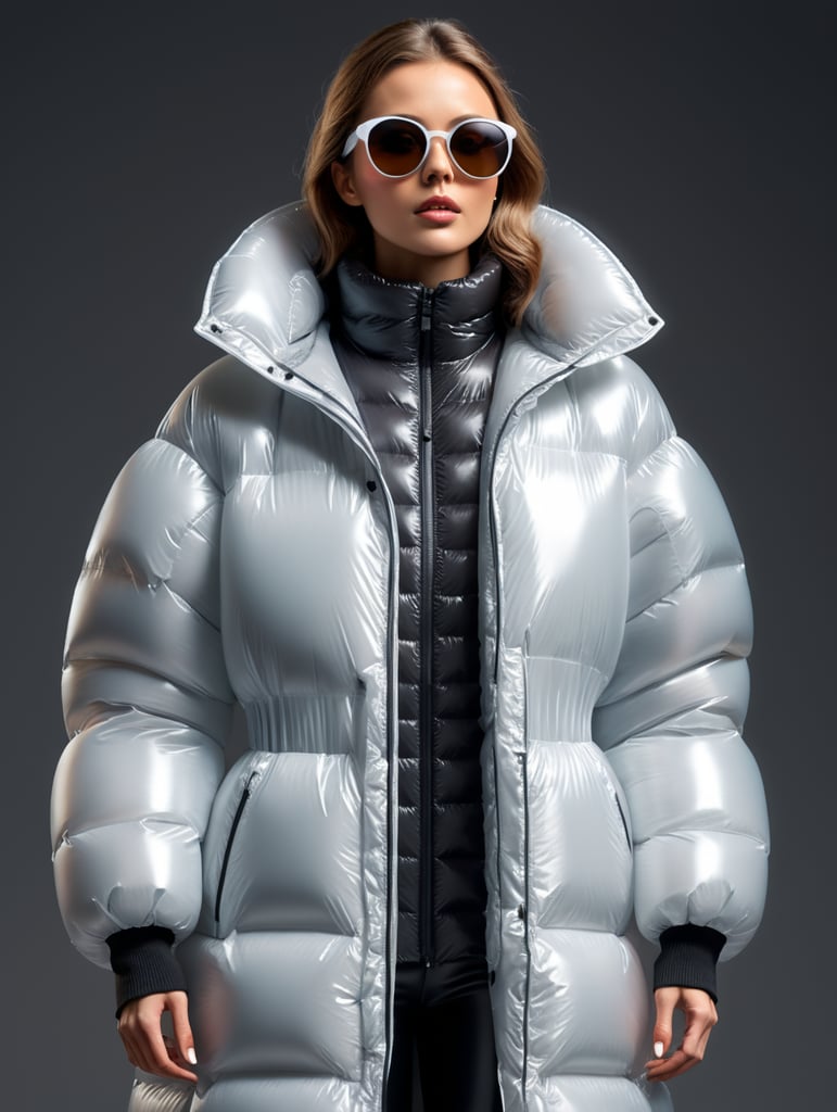 Premium Free ai Images | inflatable white minimalist womens puffer long ...