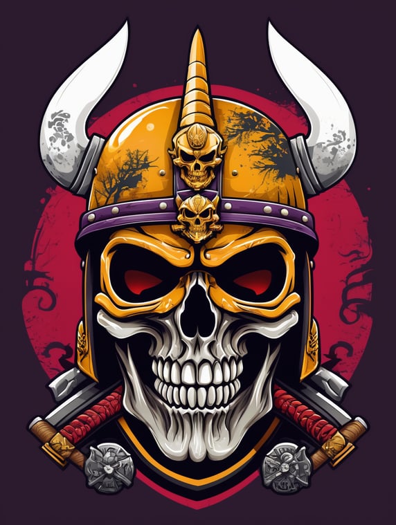 Premium Free ai Images | zombie skull with japanese samurai helmet ...