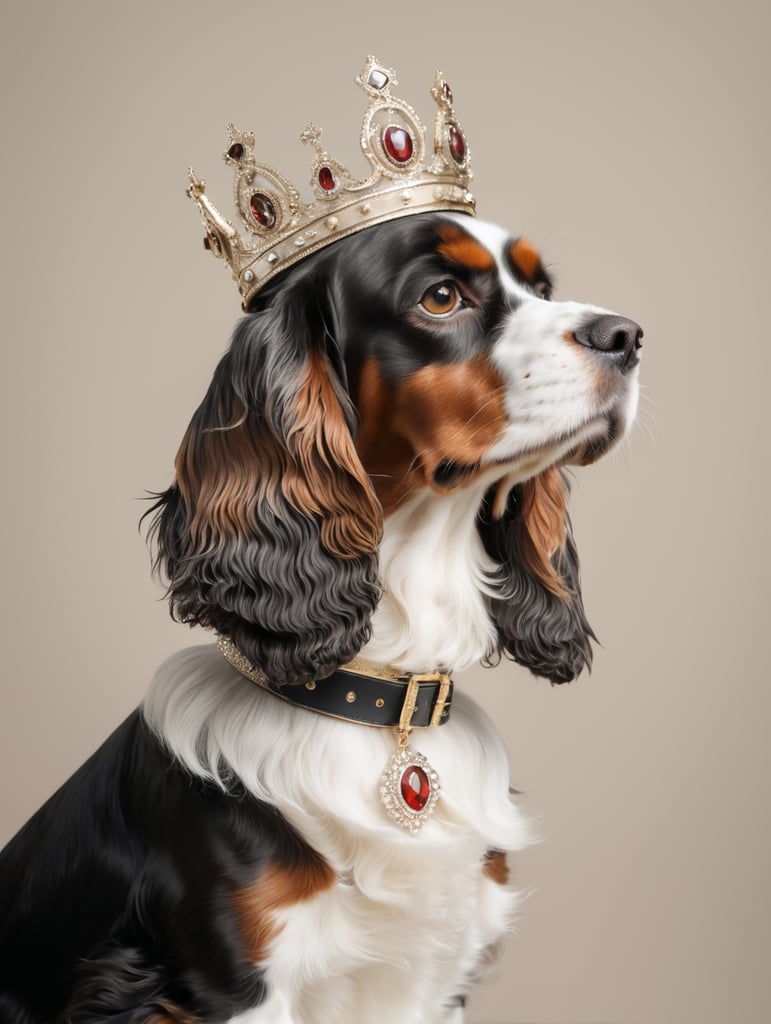 Premium Free ai Images | long eared cavalier spaniel side view sitting ...