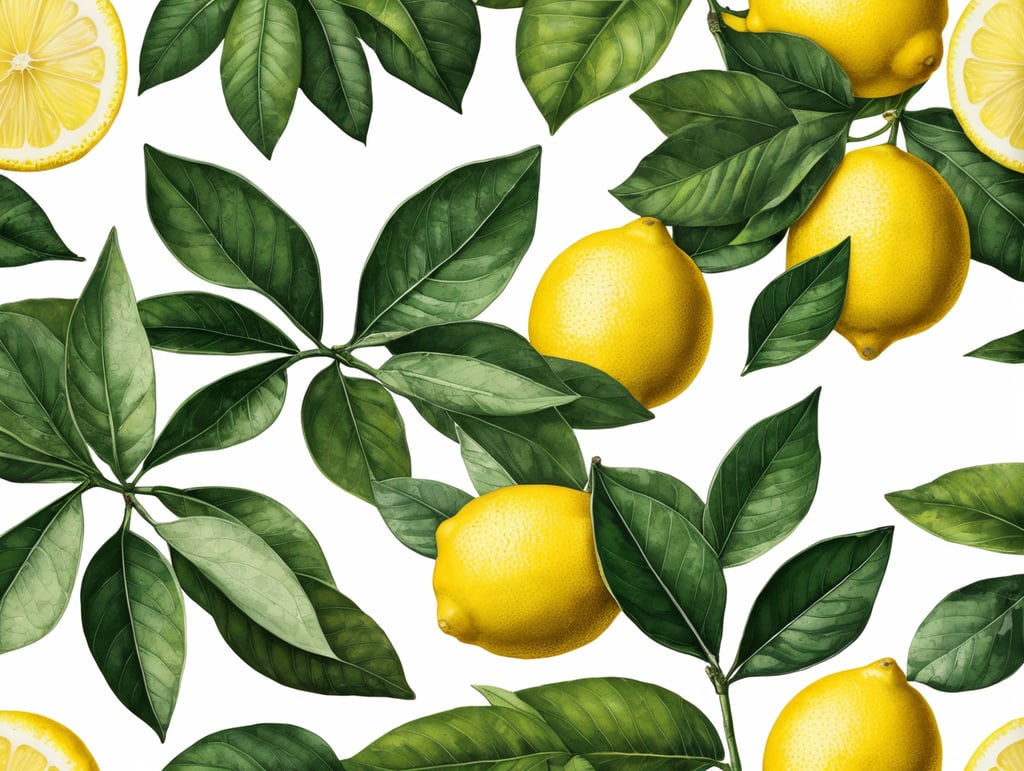 Premium Free ai Images | botanical art lemon print plant illustration ...