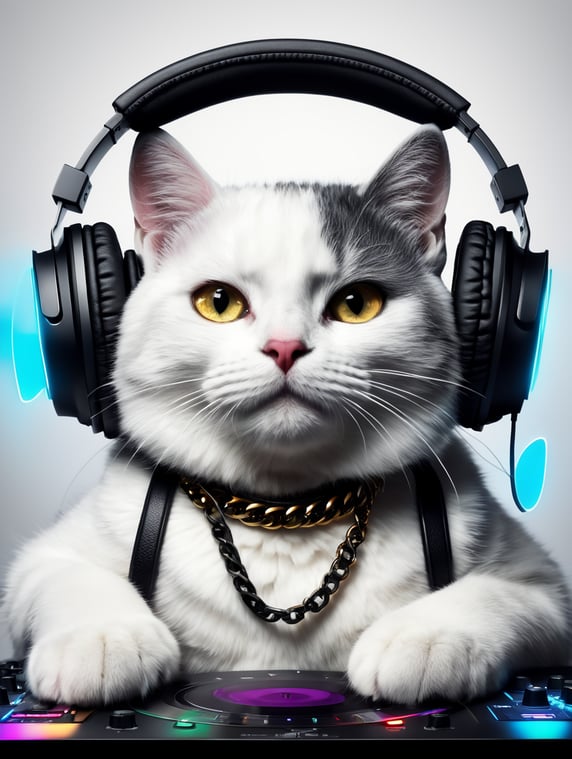 Premium Free ai Images | black color cat dj playing dj set wearing ...