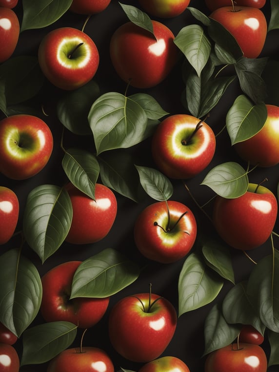 Premium Free ai Images | apples pattern with green leaves detailed ...