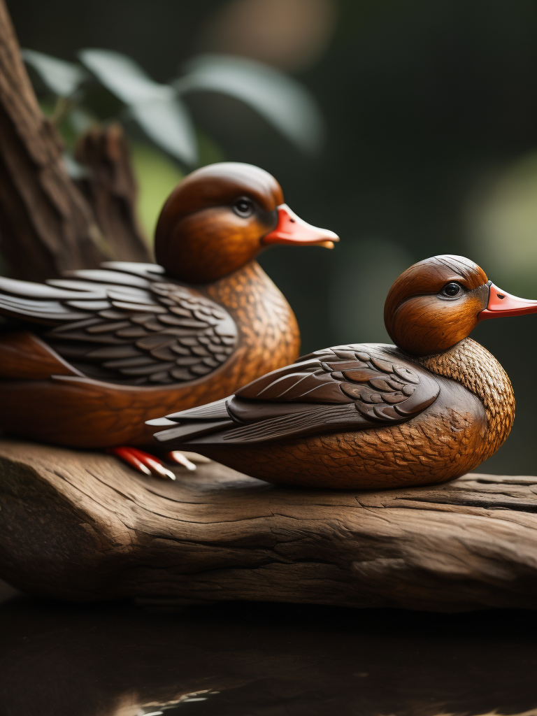 Lumenor AI Image Generation - deep carved wooden duck sharp on details