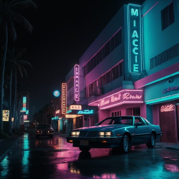 Premium Free ai Images | miami vice neon lights