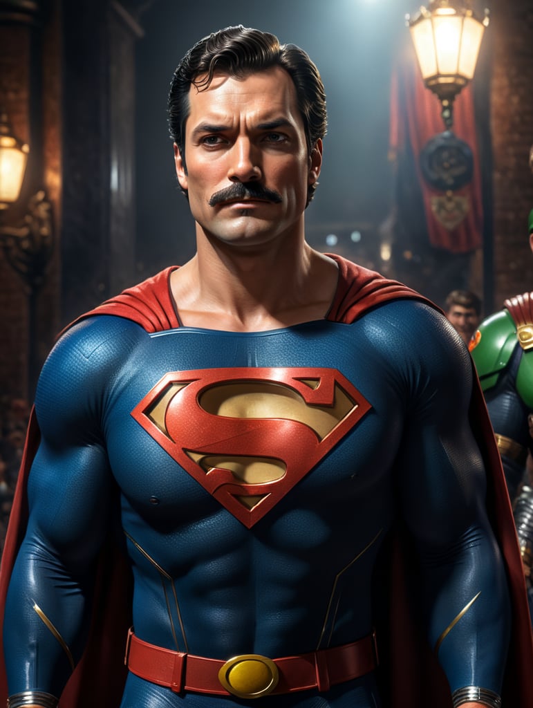 Premium Free ai Images | portrait superman with mario bros clothes and ...