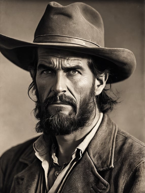 Premium Free ai Images | vintage photo of western bandit portrait ...