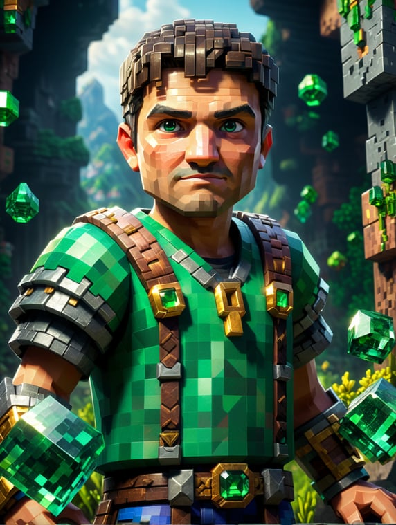 Premium Free ai Images | minecraft character villager which trading ...