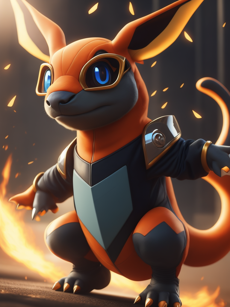 Premium Free ai Images | cute stylish pokemon charizard dressed in ...