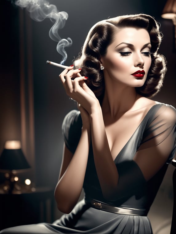 Premium Free ai Images | pulp comic style actress smoking cigarette ...