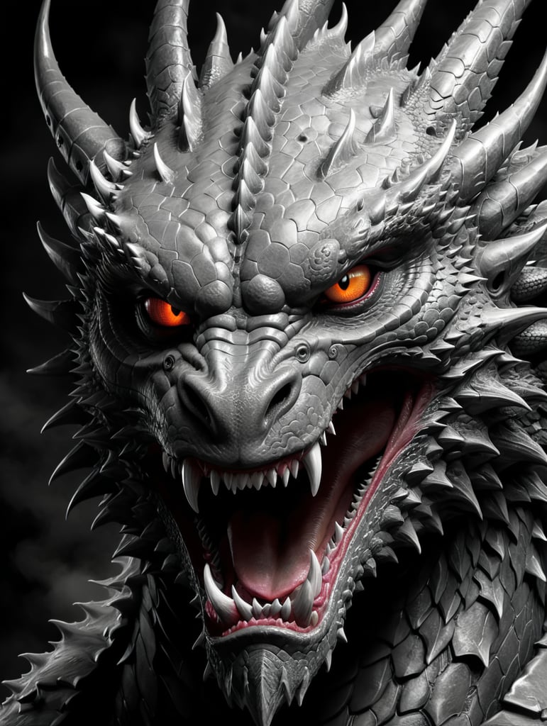 Premium Free ai Images | dragon face grayscale portrait