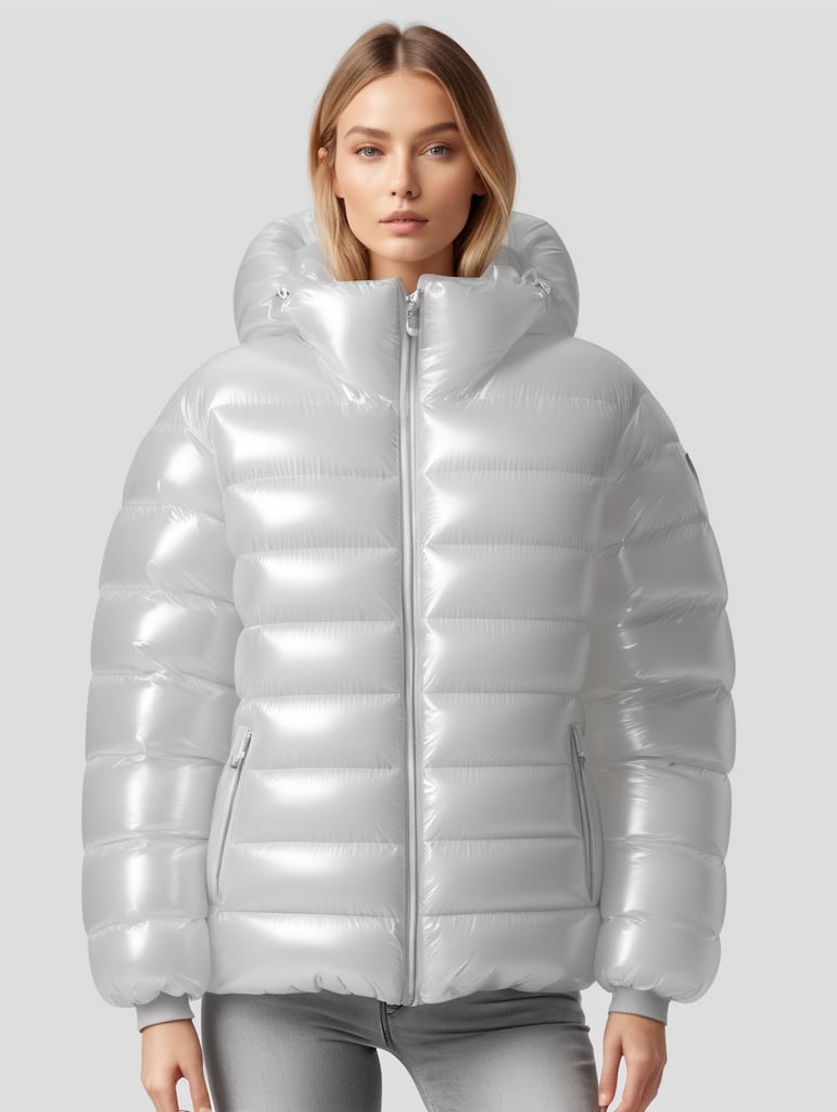 Premium Free ai Images | inflatable white minimalist womens puffer ...