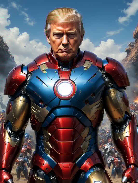 Premium Free ai Images | donald trump com roupa do homem de ferro sem ...