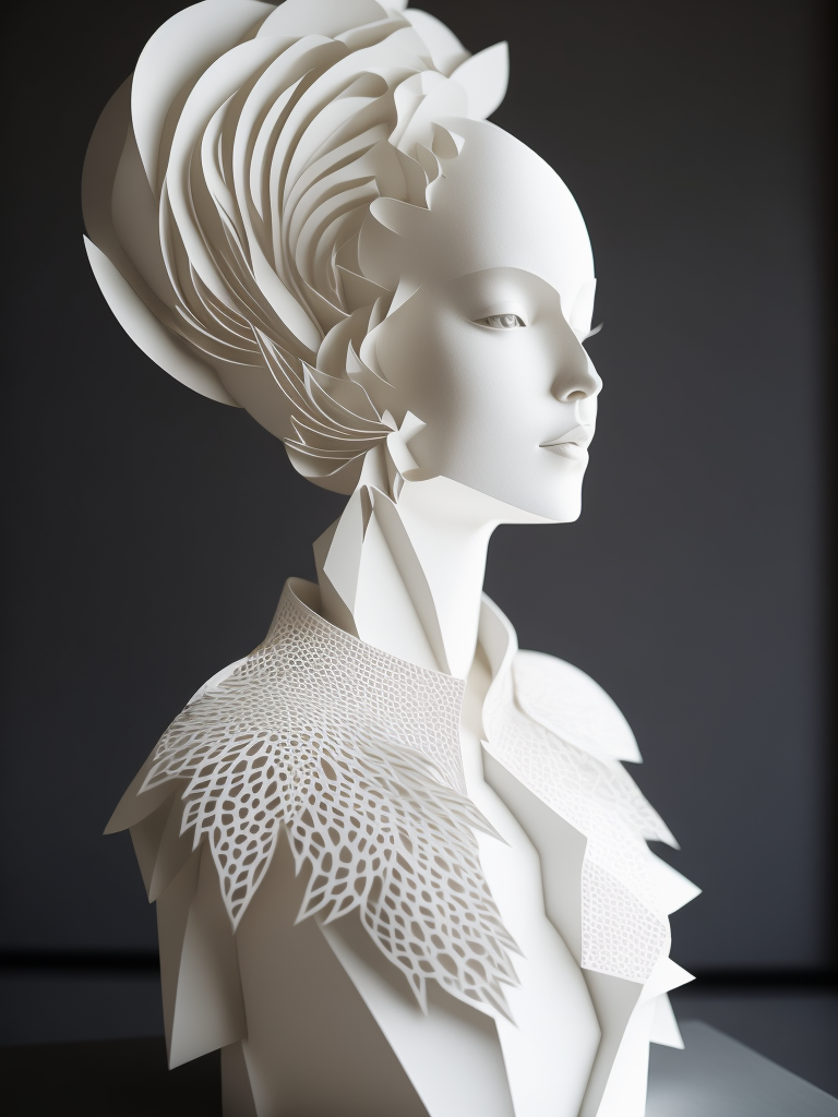 Premium Free ai Images | white cut paper sculpture woman focus on details