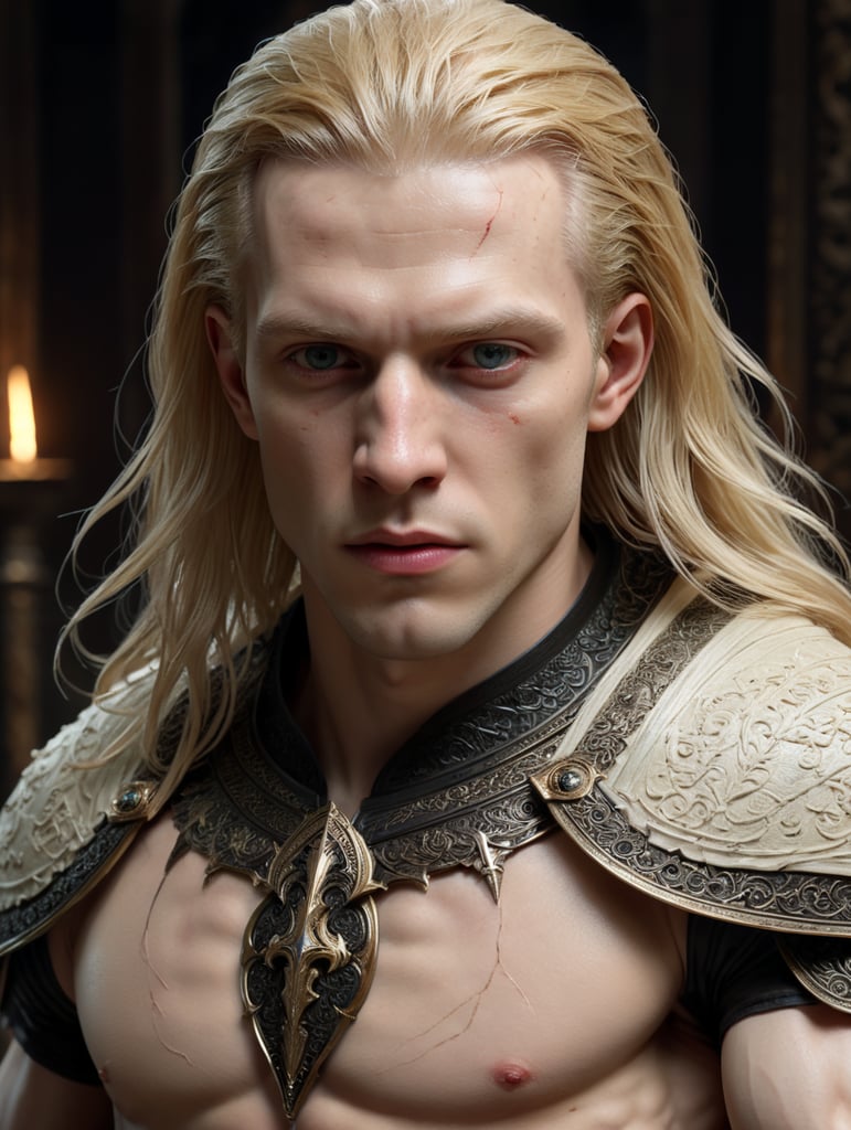 Premium Free ai Images | young pale man very long blonde straght hair