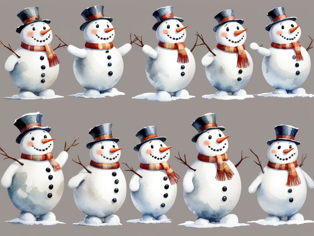 Premium Free ai Images | snowman different angles and expressions full ...
