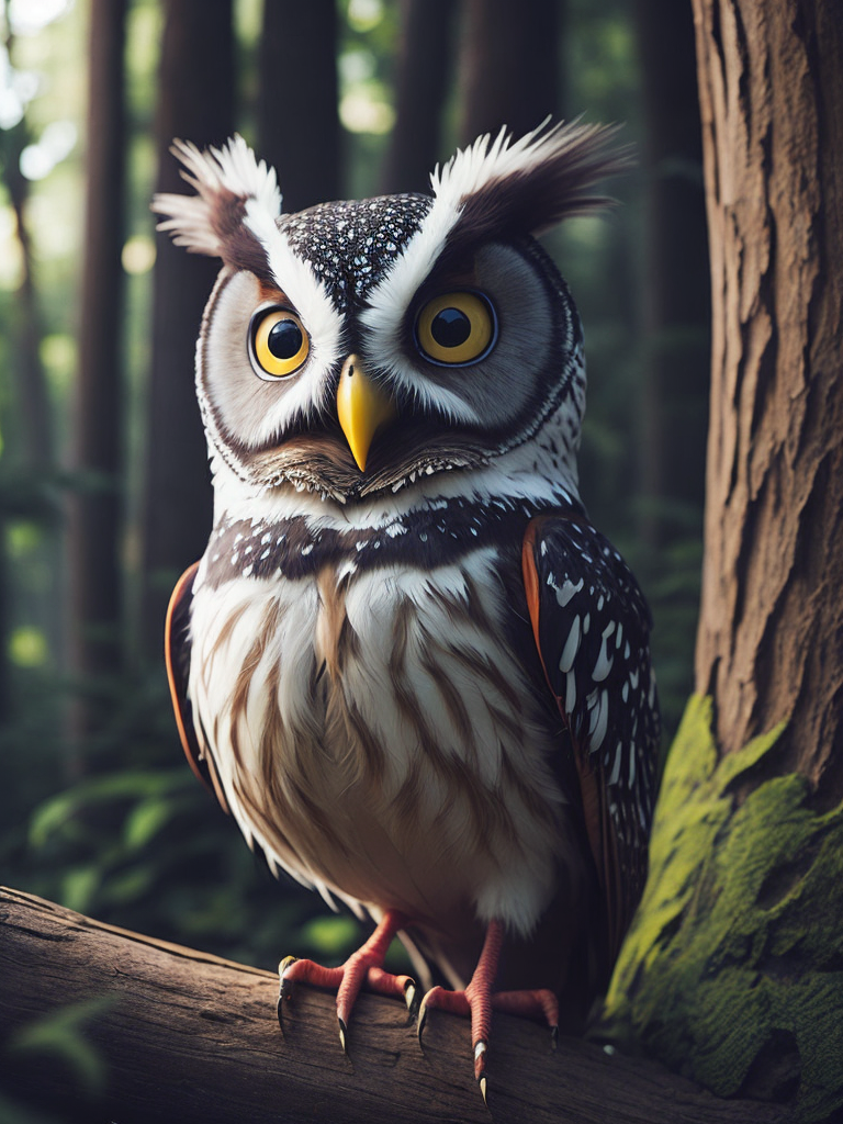 Lumenor AI Image Generation - happy cute owl cartoon character in old ...