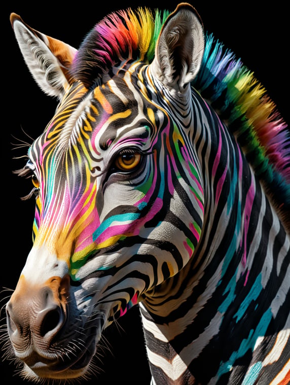 Premium Free ai Images | one zebra close up on black background ...