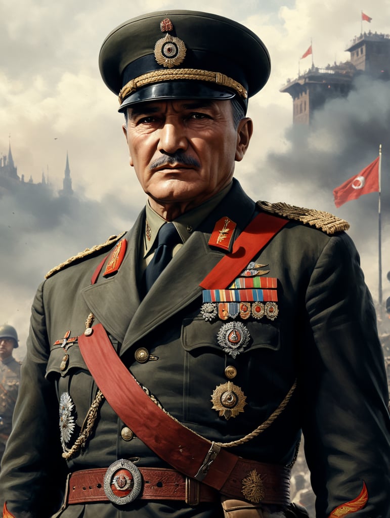 Premium Free ai Images | mustafa kemal ataturk in military clothes