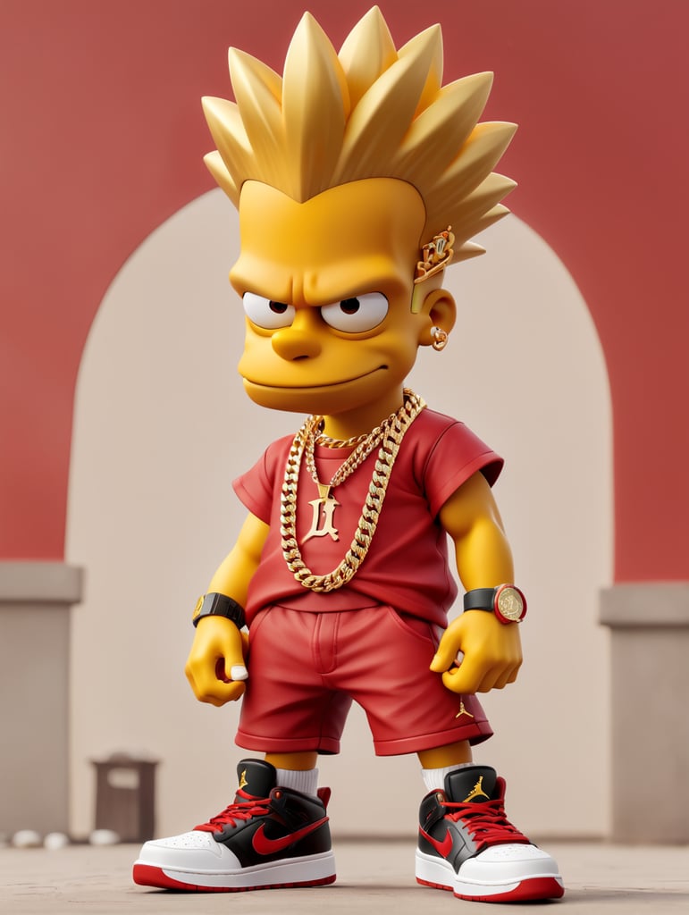 Premium Free ai Images | thug bart simpson wearing gold chains gold ...