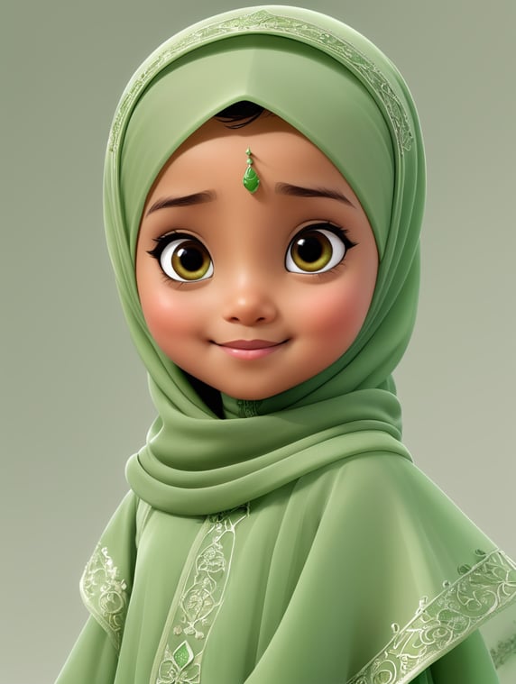 Premium Free ai Images | an islamic seven year old little girl wearing ...