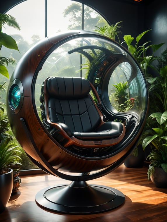 Premium Free ai Images | futuristic sci fi pod chair flat design ...