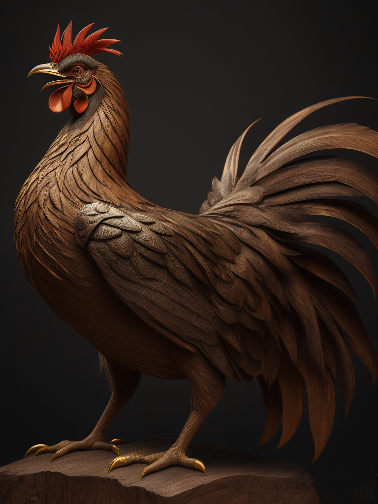 Lumenor AI Image Generation - wood carved rooster