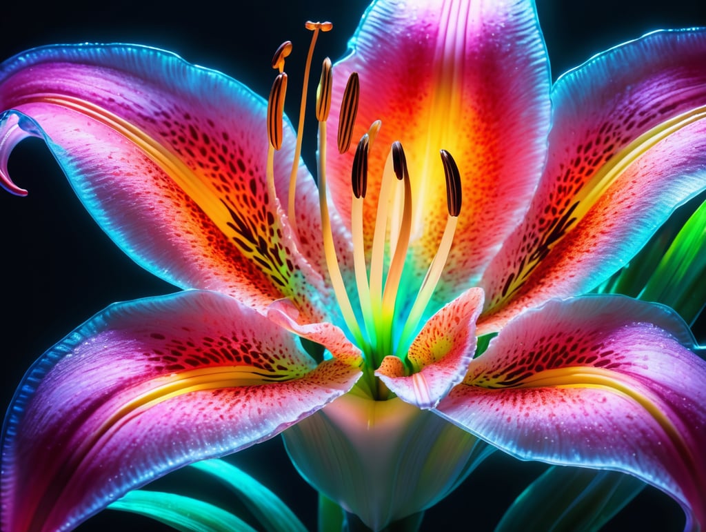 Premium Free ai Images | bioluminescent flower lily hyper detailed ...