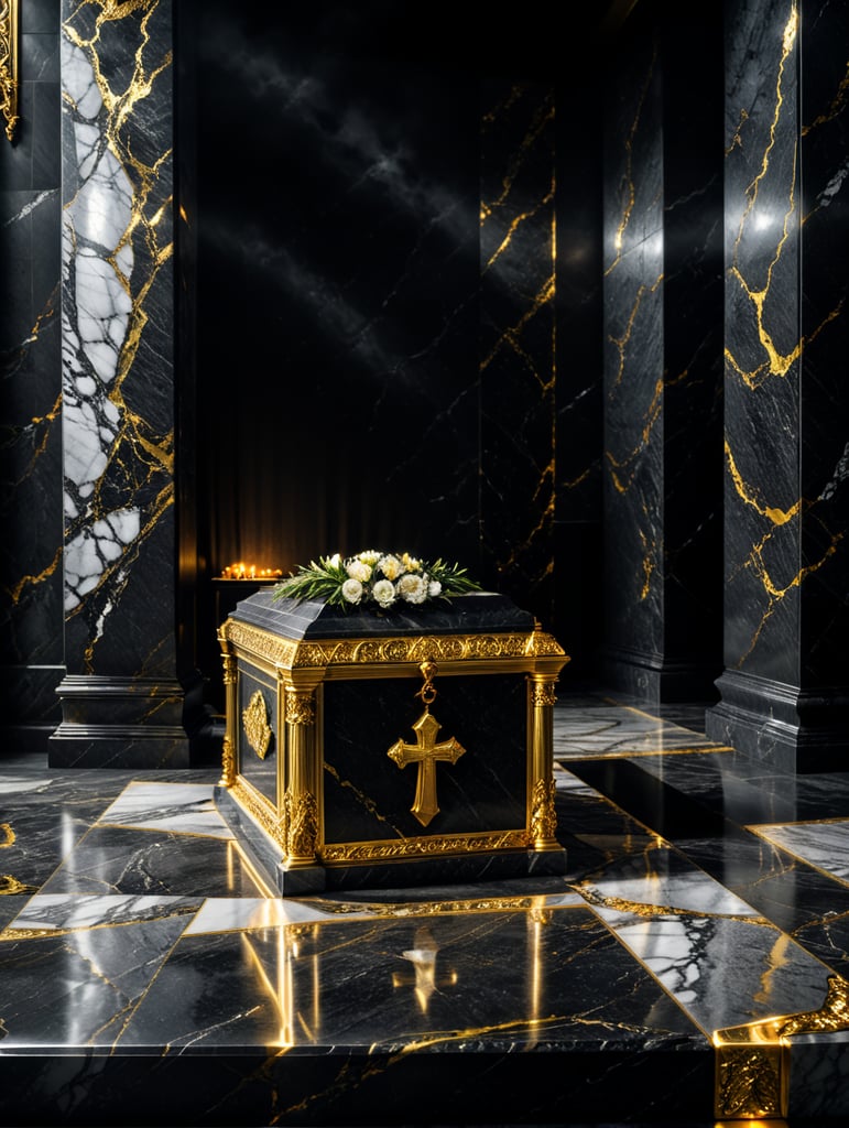 Premium Free ai Images | black and gold funeral program memorial marble
