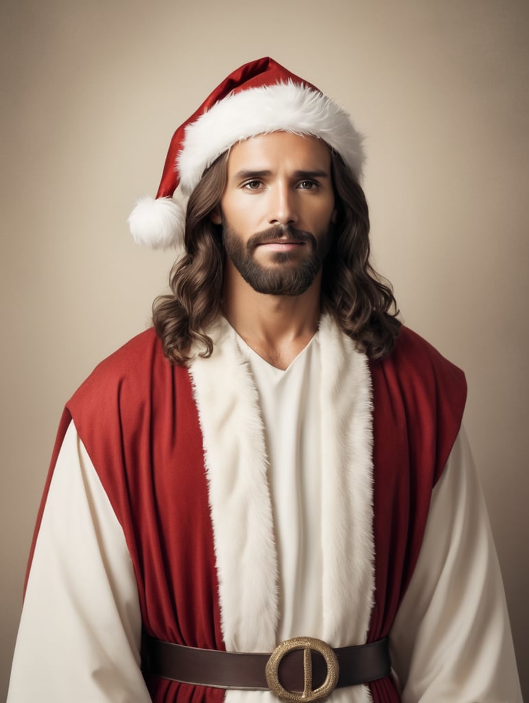 Premium Free ai Images | jesus dressed as santa