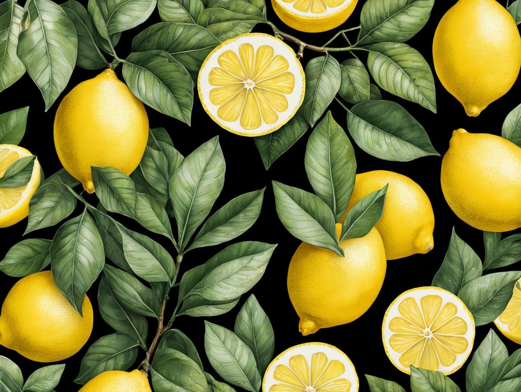 Premium Free ai Images | botanical art lemon print plant illustration ...
