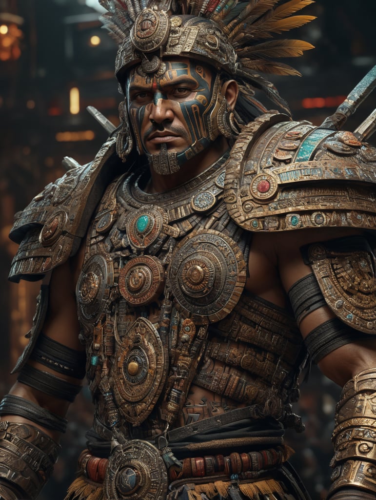 Premium Free ai Images | aztec warrior cyberpunk style