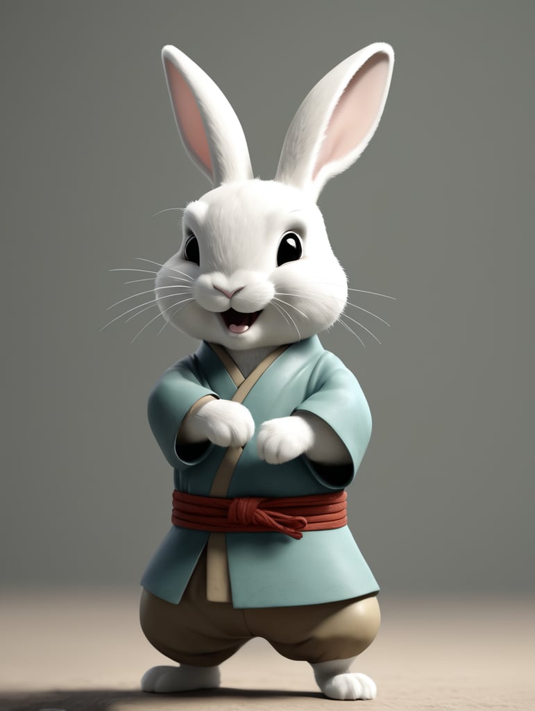 Premium Free ai Images | happy kung fu rabbit
