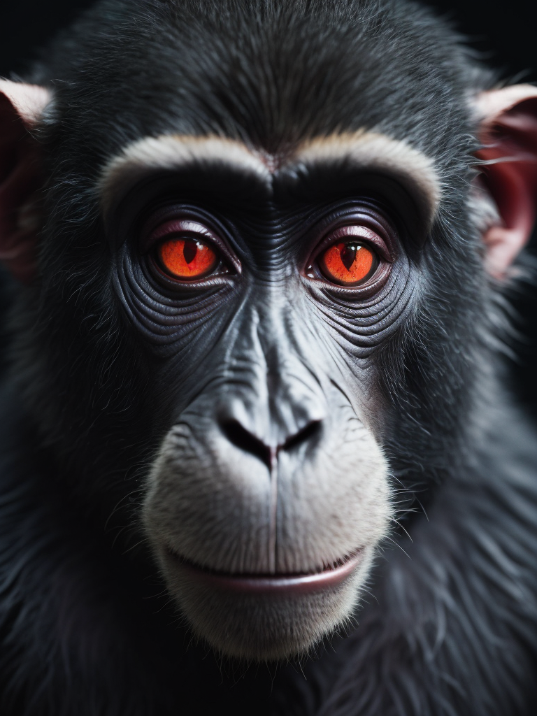 Lumenor AI Image Generation - monkey with red eyes dark style focus on ...