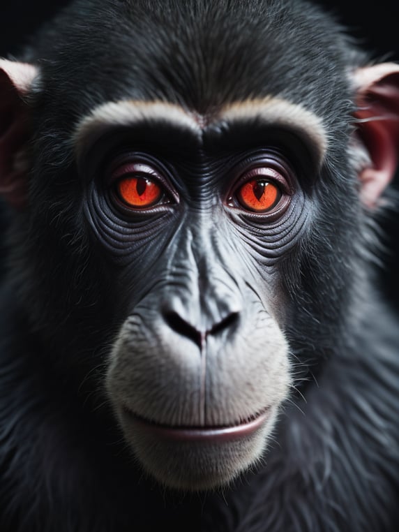 Lumenor AI Image Generation - monkey with red eyes dark style focus on ...