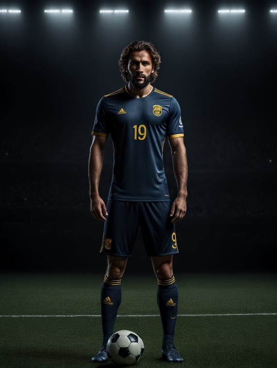 Premium Free ai Images | full body portrait front facing soccer player ...