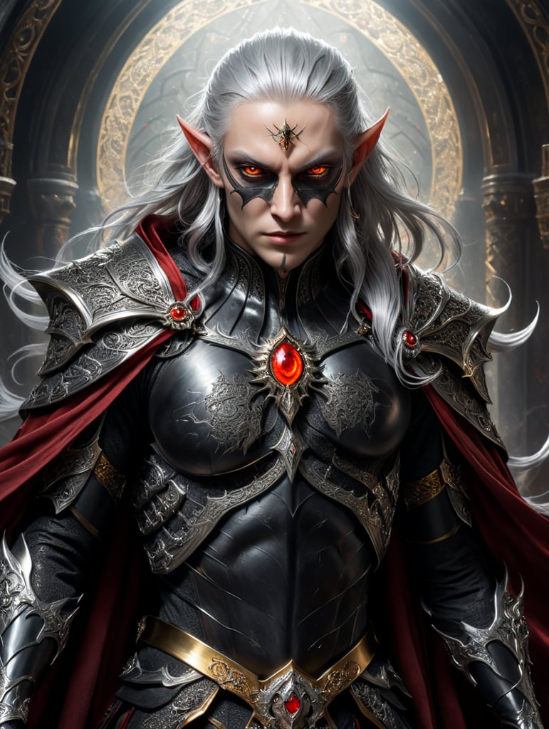 Premium Free ai Images | black sword wielding wizard dark elf red eyes ...