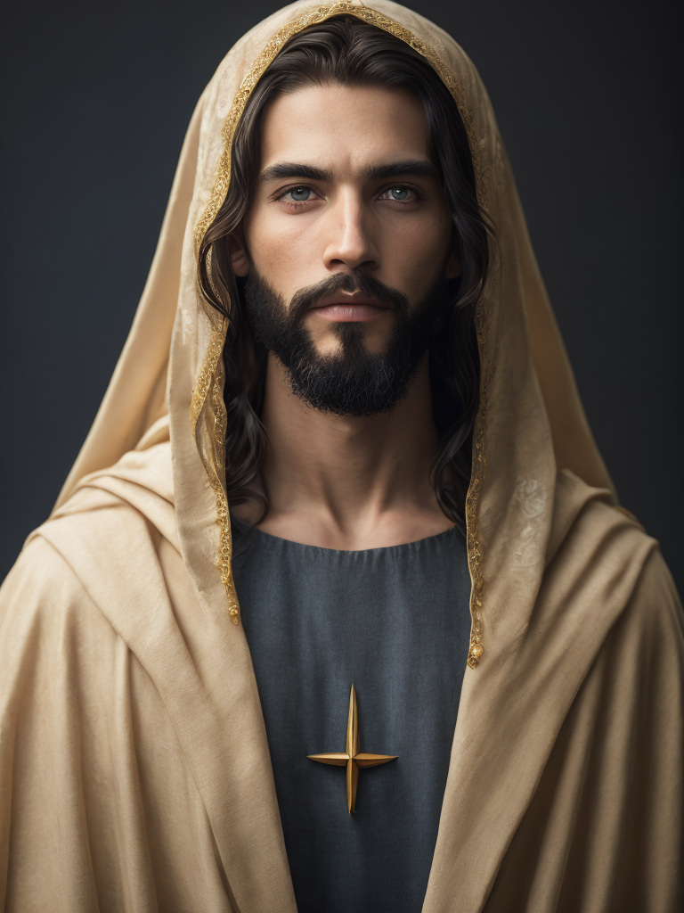 Lumenor AI Image Generation - portrait of jesus blue white and yellow ...