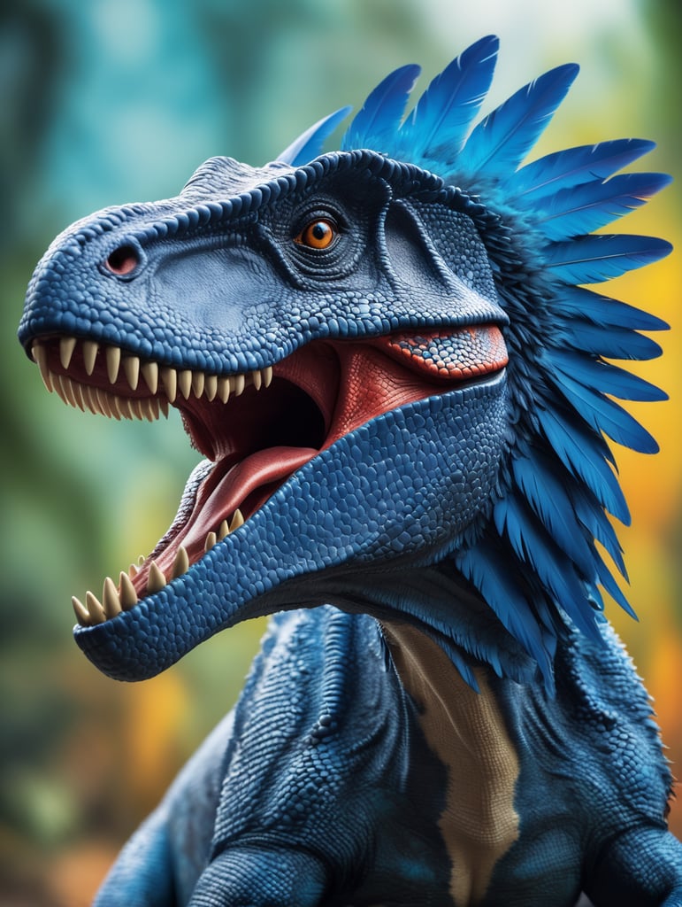 Premium Free ai Images | blue feathered tyrannosaurus rex vibrant ...