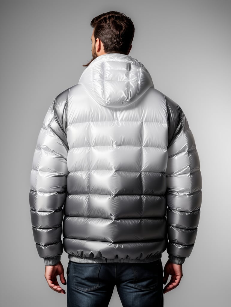 Premium Free ai Images | inflatable white minimalist mans puffer jacket ...