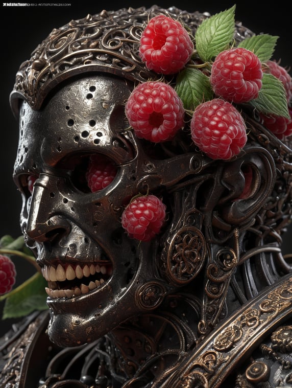 Premium Free ai Images | forged metal model of raspberry only metal ...