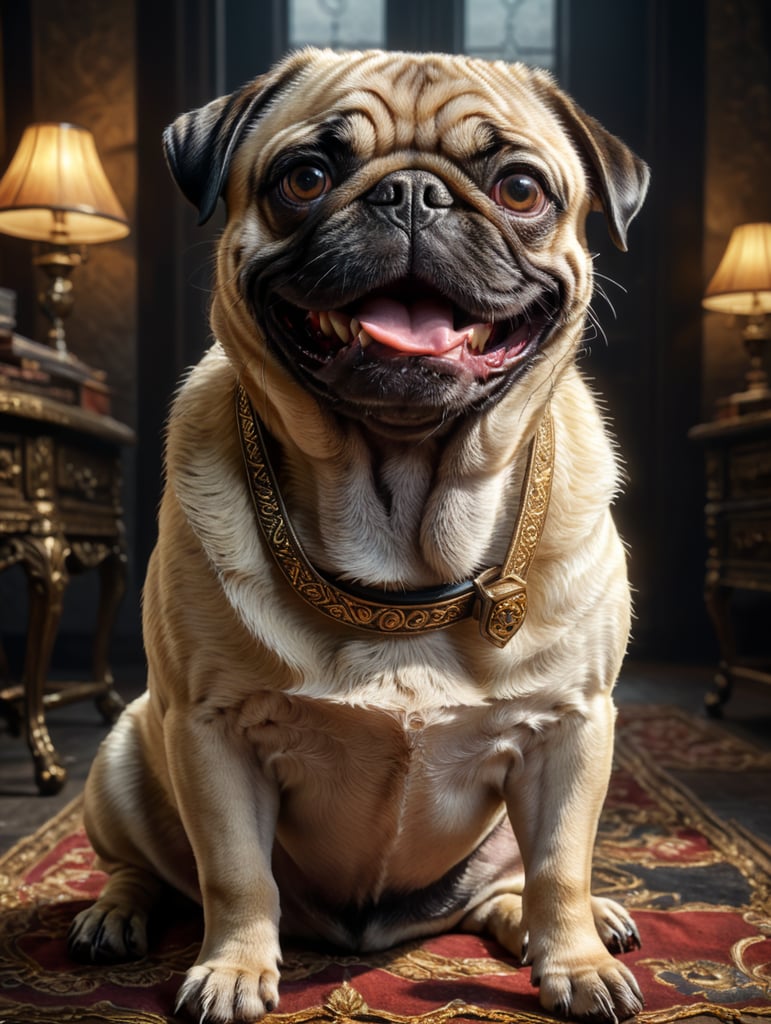 Premium Free ai Images | happy pug dog