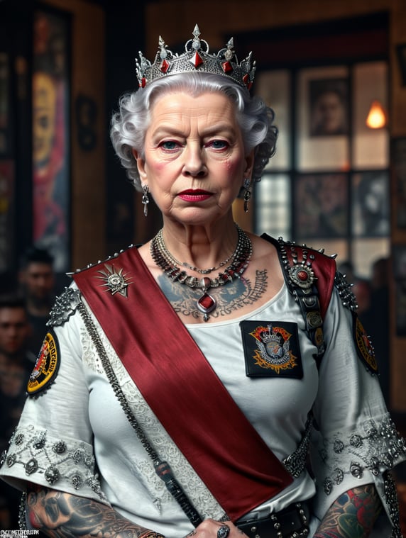 Premium Free ai Images | queen elizabeth as punk rocker full face ...
