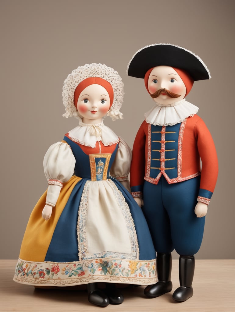 Premium Free ai Images | pair of anthropomorphic dolls in the style of ...