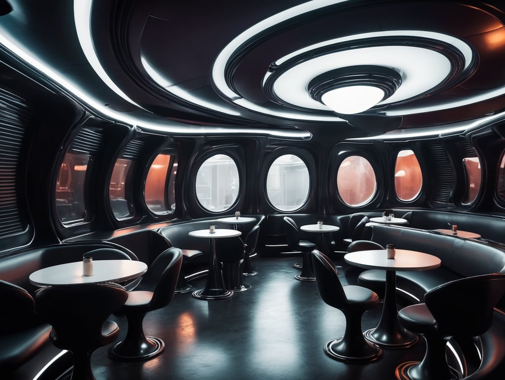 Premium Free ai Images | futuristic interior of ufo cafe alien interior ...