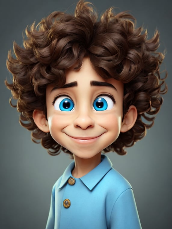 Premium Free ai Images | boy with curly hair and blue eyes creative big ...