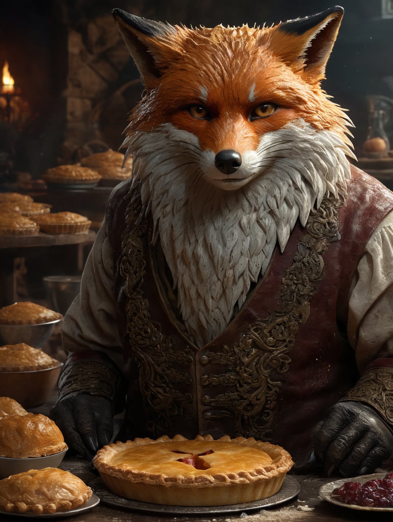 Premium Free ai Images | grumpy fox homemade pies