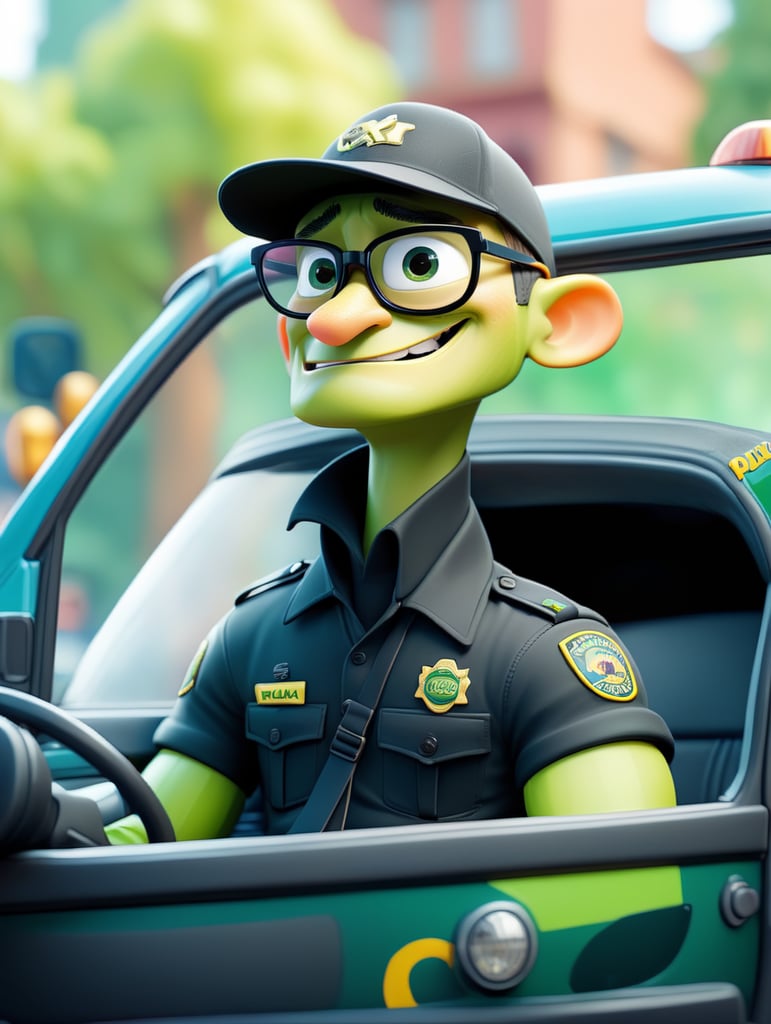Premium Free ai Images | alligator police officer sitting behind the ...