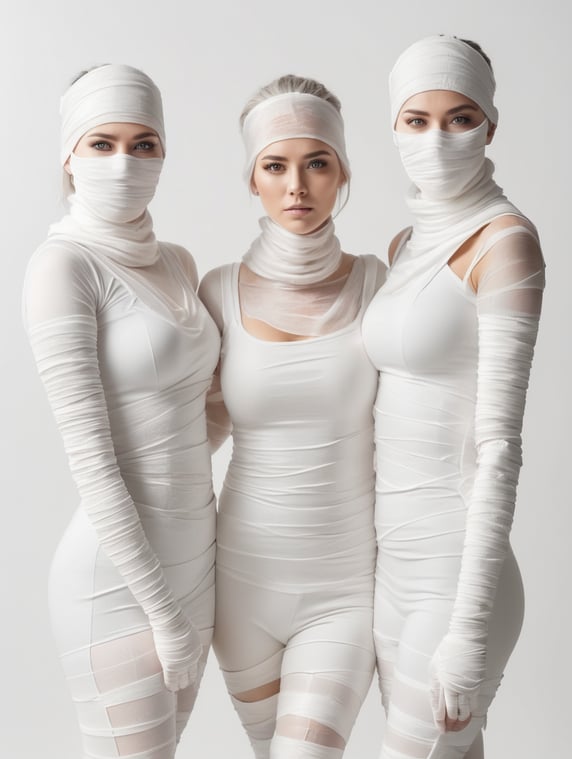 Premium Free ai Images | photograph of women covered in bandages with ...