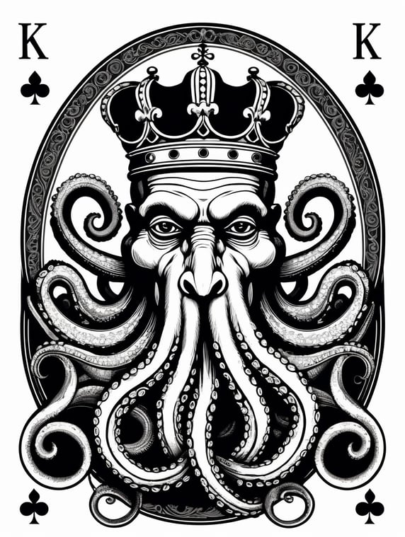Premium Free ai Images | king octopus of clubs playing card face card ...