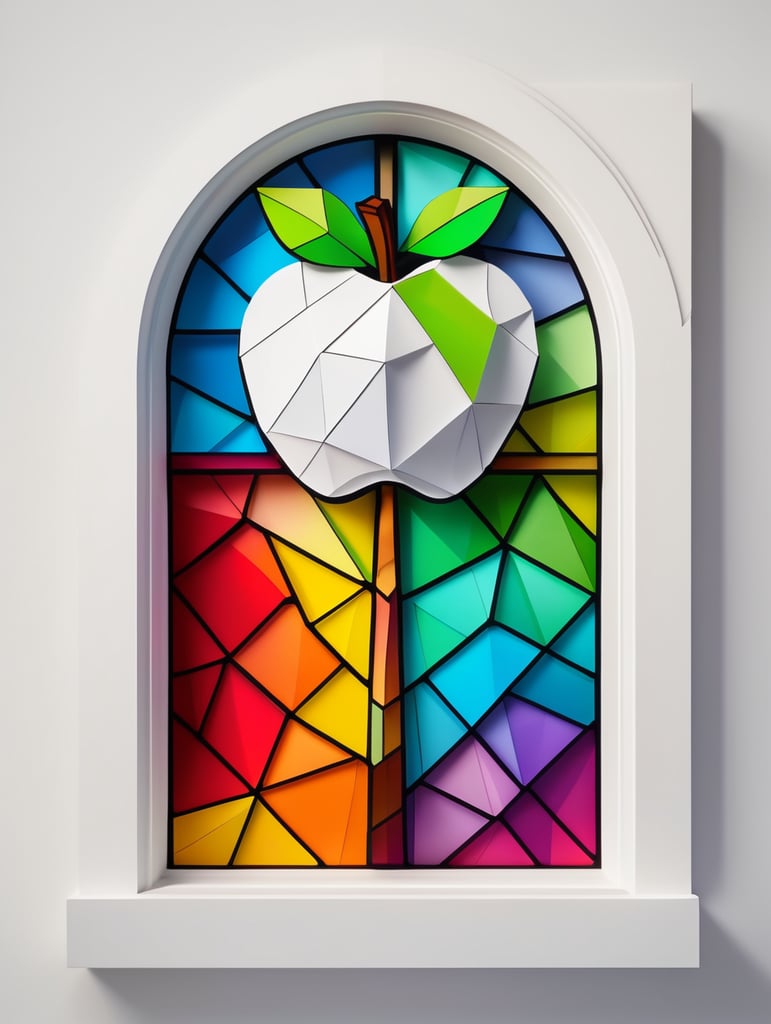 Premium Free ai Images | colorful stained window apple low poly ...